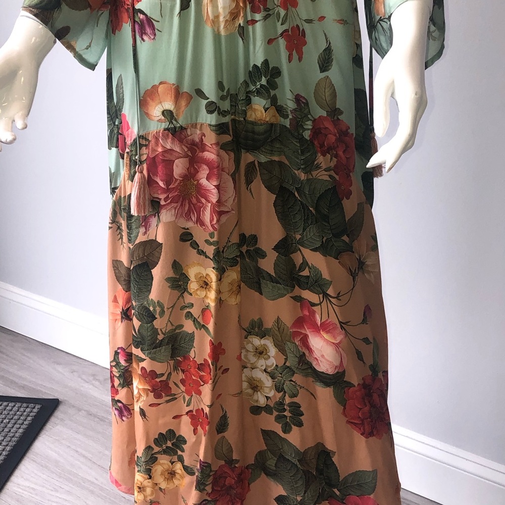 Anthropologie Green Floral Dress By Farm - Gem
